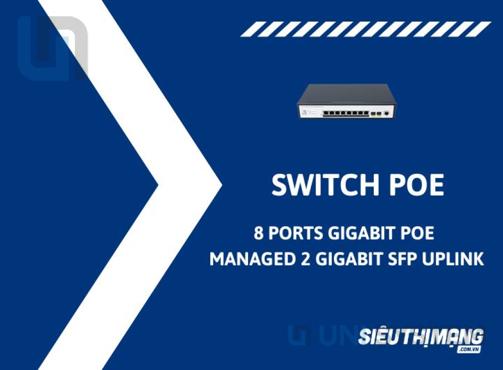 Switch PoE 8 Ports 10/100/1000Mbps managed, 2 Gigabit SFP Uplink and 1 ...